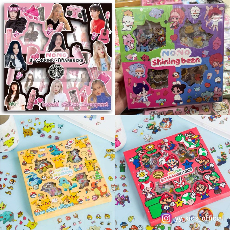 Jual Stiker TERBARU Box 100 Lembar Bts Nono Shining Bean Pokemon Mario ...