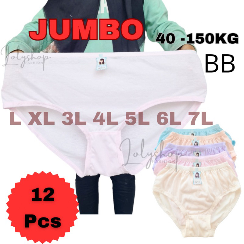 Jual 12 PCS (L XL 3L 4L 5L 6L 7L) Celana Dalam Wanita Jumbo NAFISHA Murah / Cd Katun JUMBO ...