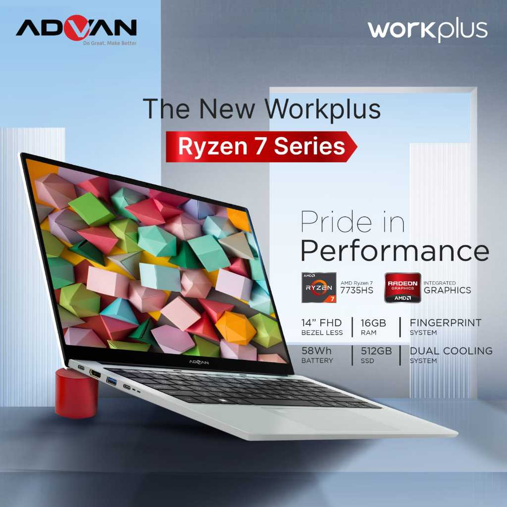 Jual ADVAN Laptop WorkPlus AMD Ryzen 7 7735HS RAM16/ SSD 512GB W11 14 ...
