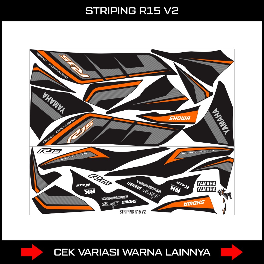 Jual STRIPING MOTOR R15 V2 SEMIFULL / DECAL STIKER YAMAHA YZF R15 V2 ...
