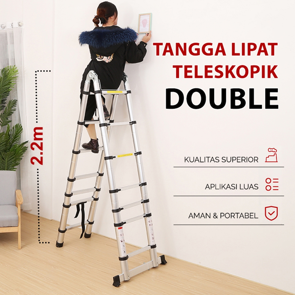 Jual Tangga LIpat Teleskoptik Ganda 4.4 M / Tangga Serbaguna/ Tangga ...
