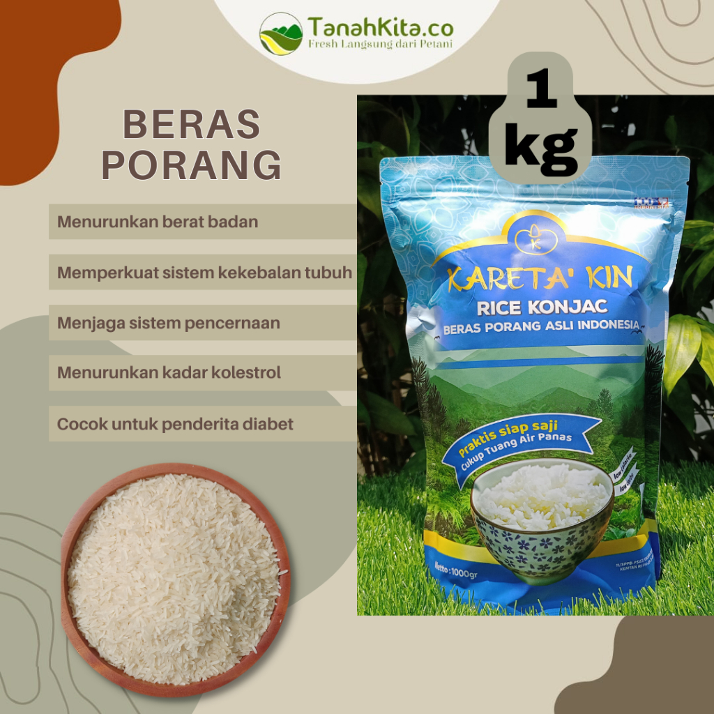 Jual Beras Porang Asli Indonesia 1kg I Kareta' Kin I Rice Konjac I High ...