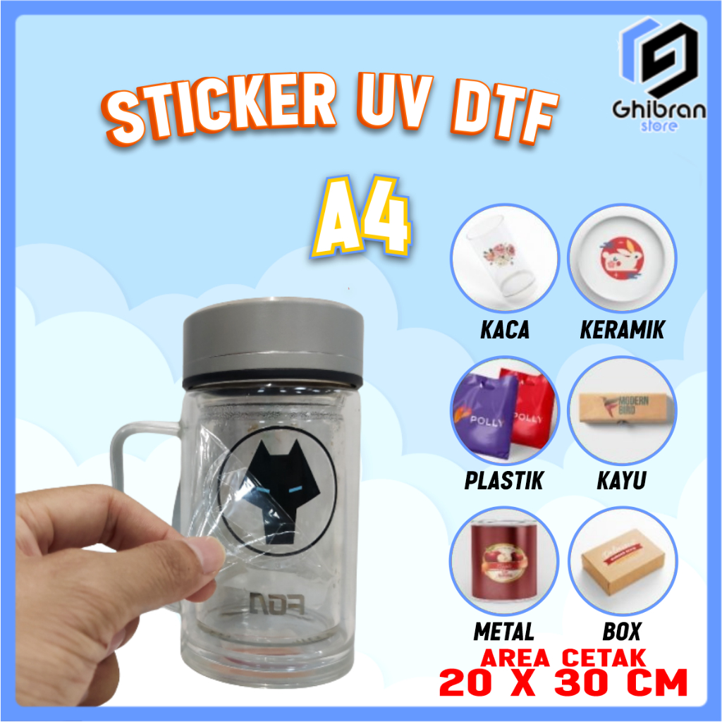 Jual Cetak Stiker DTF UV A4 (20 x 30cm) | Stiker Custom | Stiker Waterproof | Stiker anti air ...