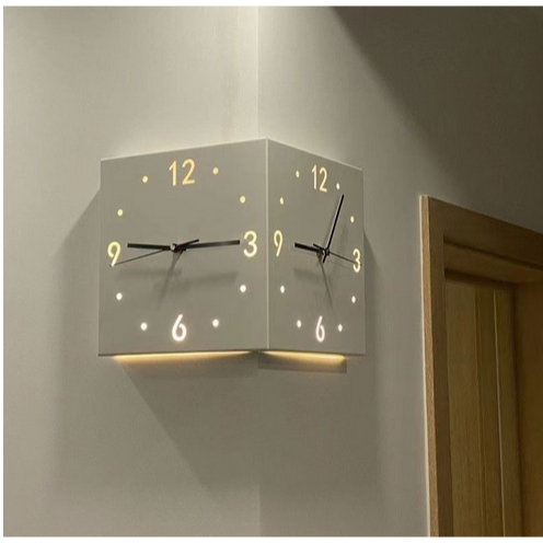 Jual Creative Double-Sided Wall Clock Corner Clock Double-Sided Wall ...