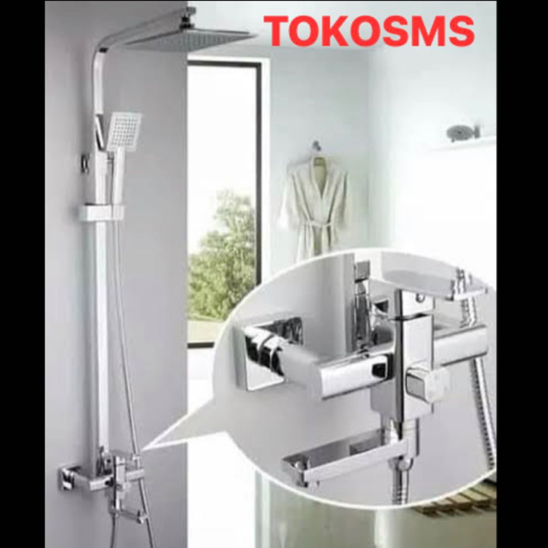 Jual Shower tiang set komplit kran bathub shower kolom kotak minimalis rail set column | Shopee ...
