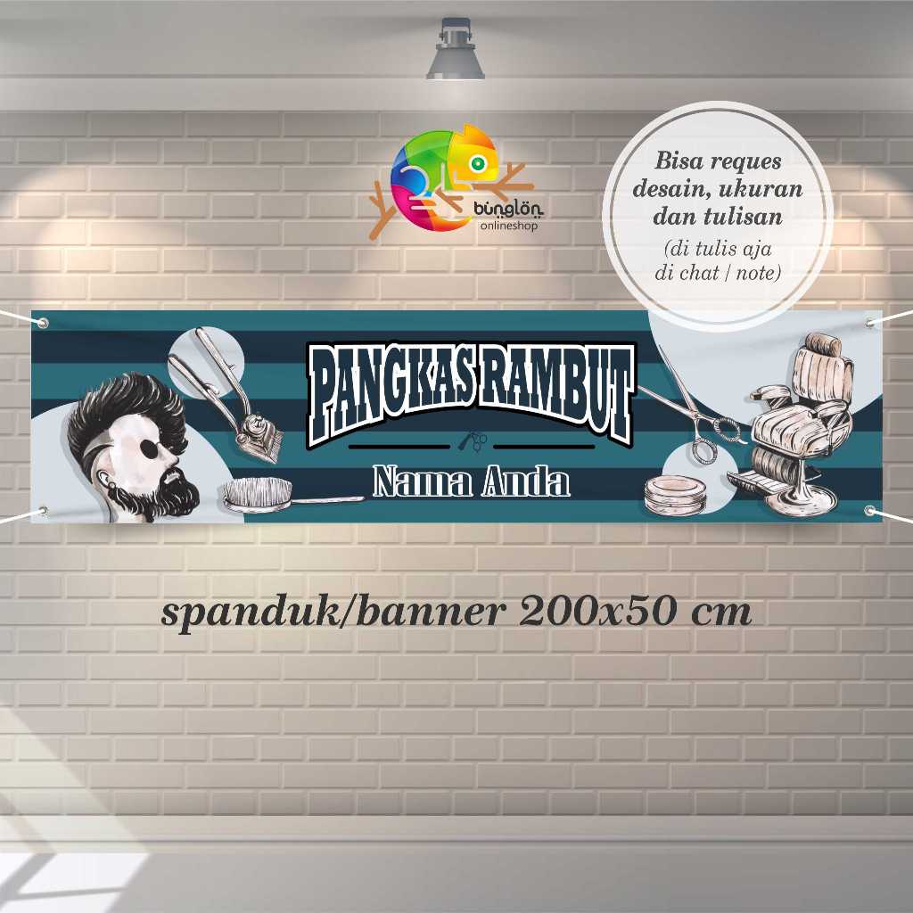 Jual Spanduk Banner Pangkas Rambut Barbershop Simple Keren Model ZA ...