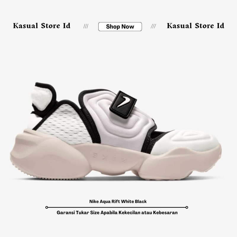 Jual Sepatu sneakers Wanita Nike Aqua Rift White Black | Shopee Indonesia