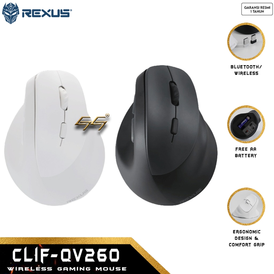 Jual Rexus Clif QV260 QV-260 Wireless Mouse Bluetooth Vertical | Shopee ...