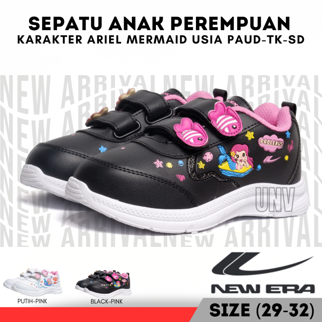 Jual Sepatu Sekolah Anak Perempuan PAUD TK SD New Era Ariel Hitam Pink ...