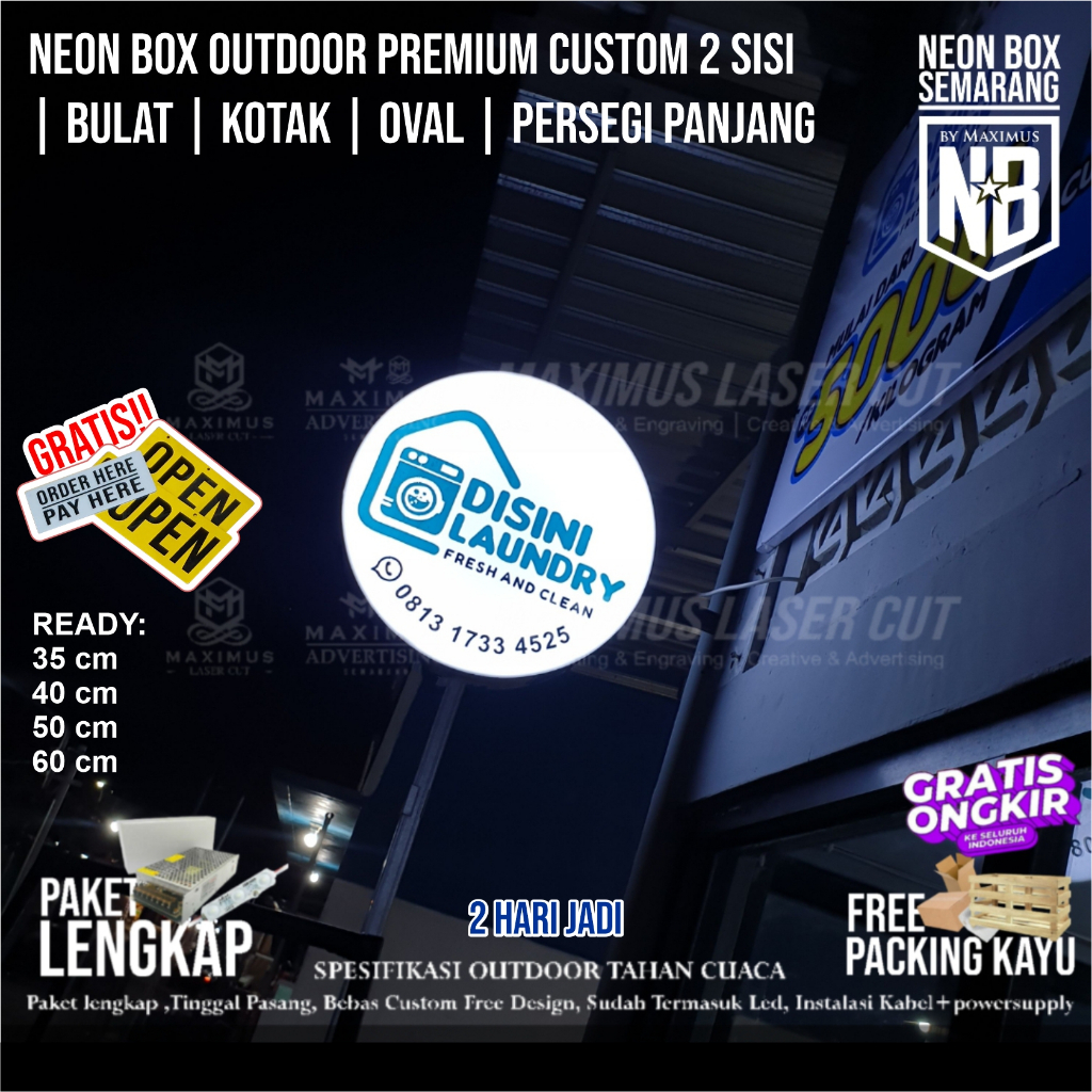 Jual PROMO NEON BOX AKRILIK OUTDOOR 40cm 2 SISI | 1 SISI | SIAP PAKAI ...