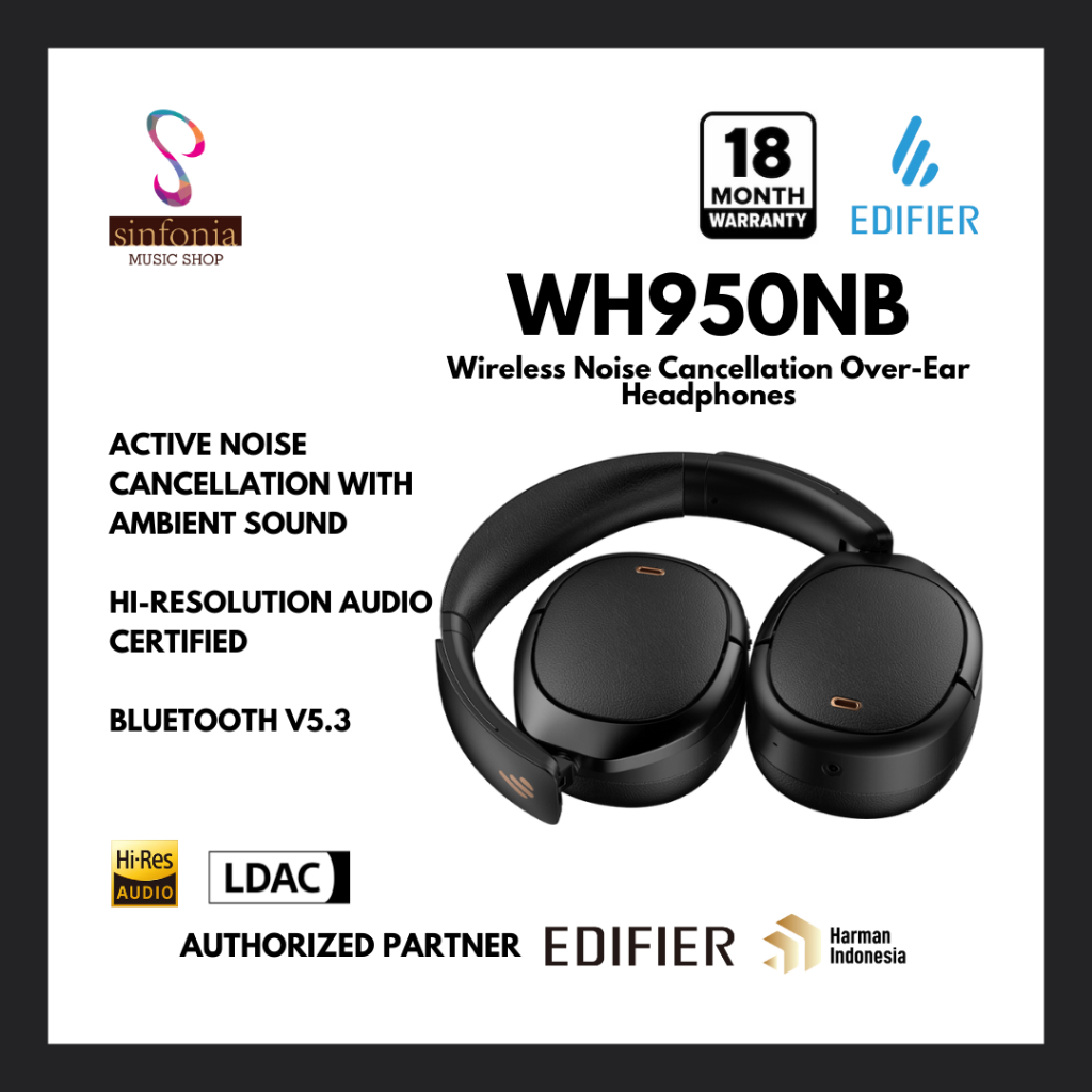 Jual Edifier WH950NB Wireless Noise Cancellation Over-Ear Headphones | Shopee Indonesia