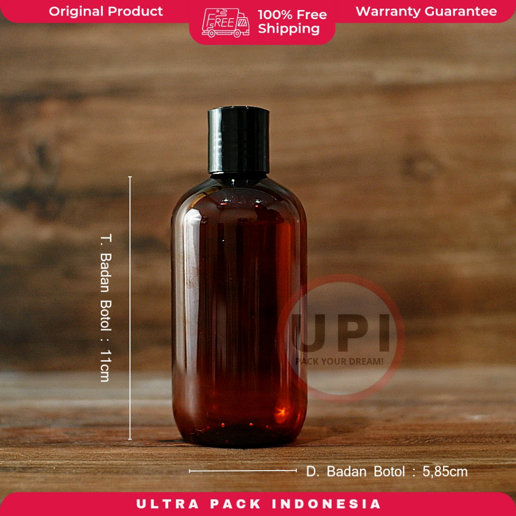 Jual Kemasan Botol Disc Top Isi Ulang - BOTOL PET SBR 250ML AMBER + PRESS TOP | Shopee Indonesia