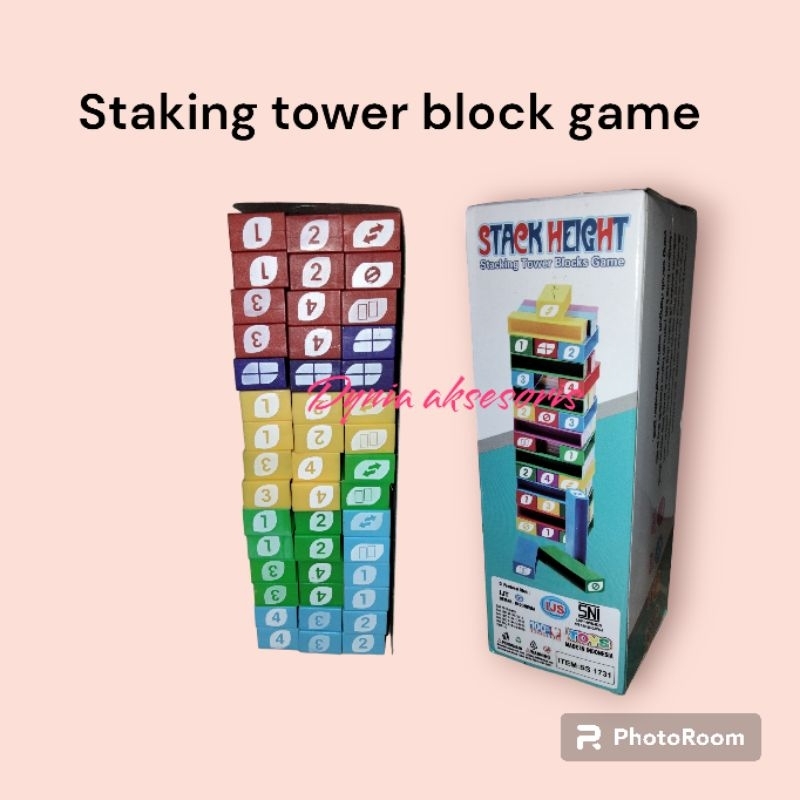 Jual Mainan anak STAKING TOWER BLOCK GAME murah tower stacko balok susun kecil bermain seru ...