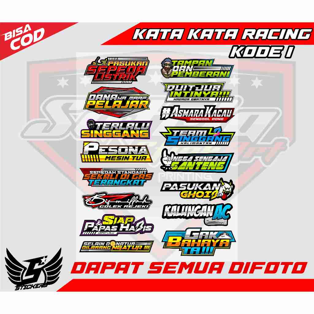 Jual STICKER PACK KATA-KATA RACING / STICKER RACING / STICKER MOTOR ...