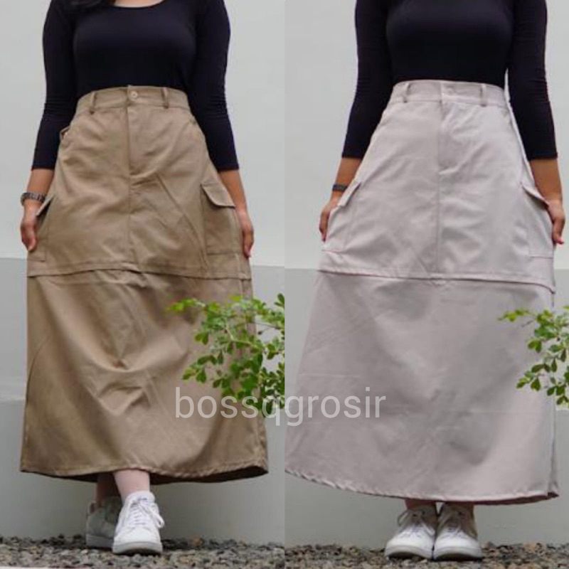 Jual Cargo Skirt Wanita/Rok Cargo/rok kargo panjang | Shopee Indonesia