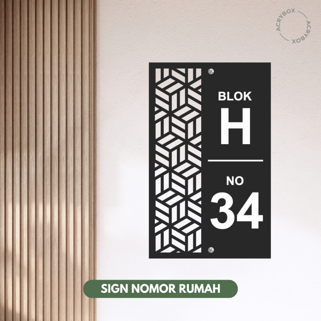 Jual Papan Alamat Nomor Rumah Laser Cut UV Print Dasar Hitam, Label ...