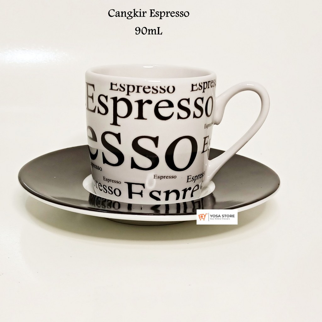 Jual Cangkir Set Keramik Kopi Espresso Motif Coffe Black 100mL 2 Pcs ...