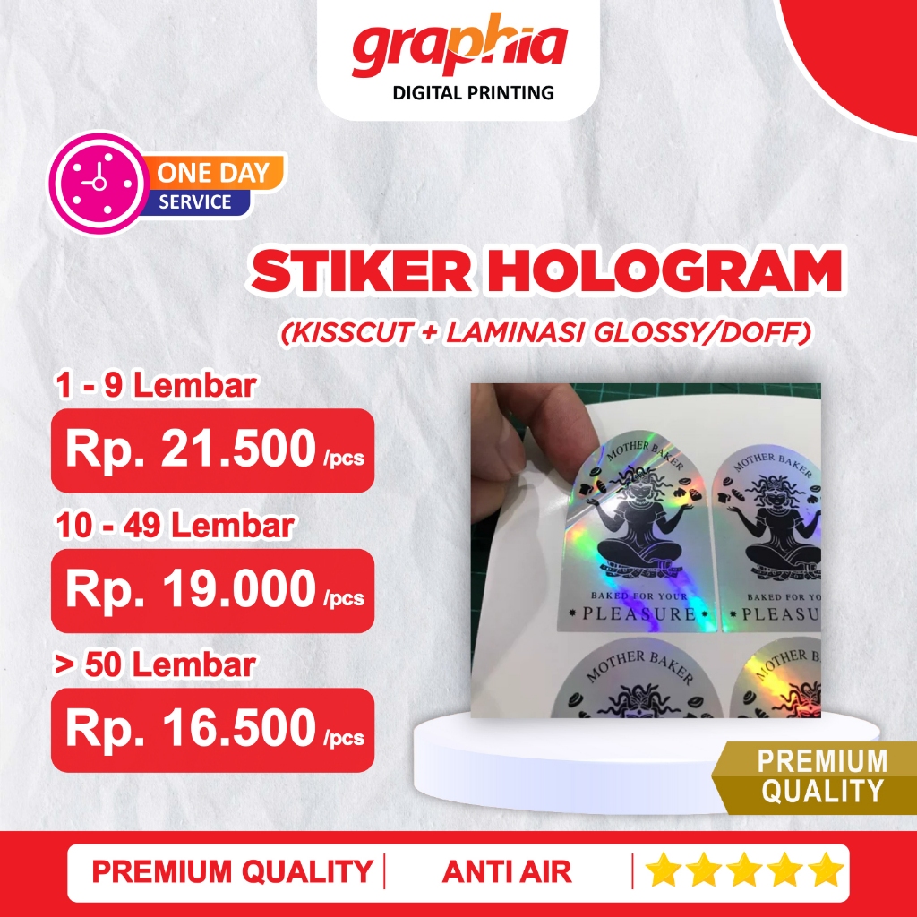 Jual Print Sticker Hologram + Kiss Cut + Laminasi Glossy / Doff A3 ...