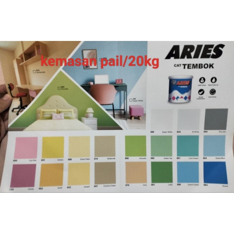 Jual cat aries 20kg,cat tembok aries 20 kg WARNA LENGKAP | Shopee Indonesia