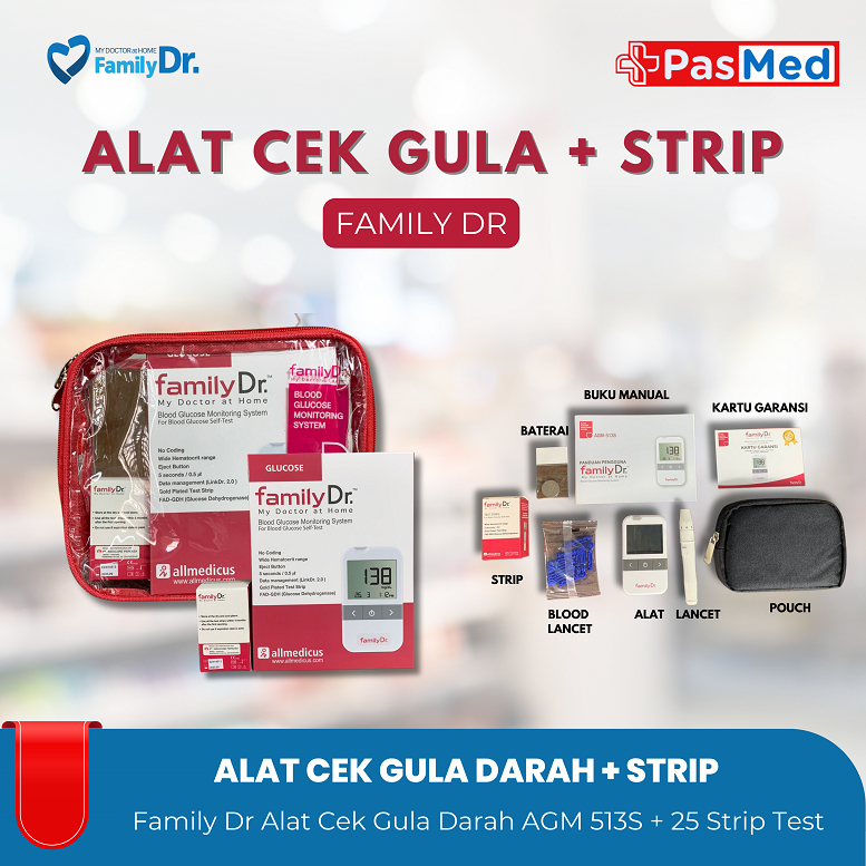 Jual Alat Family Dr Glucose + Strip Isi 25 / Strip Family Dr Gula Darah ...