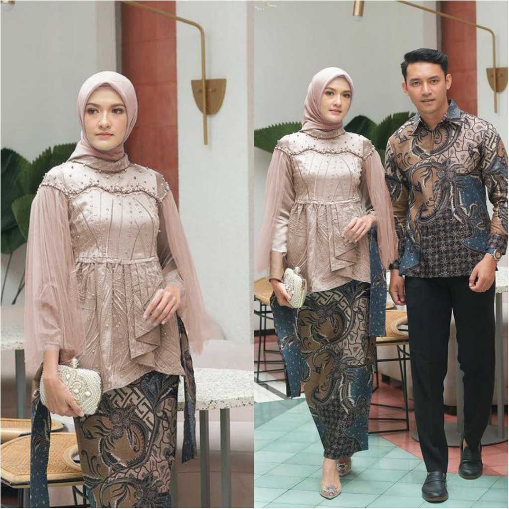 Jual Couple batik kebaya/kebaya brokat modern/set kebaya batik kemeja ...