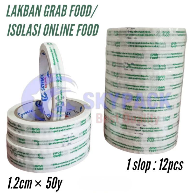 Jual Lakban Online Food Putih Skypack UK. 1.2cm x 50y Isolasi GrabFood ...