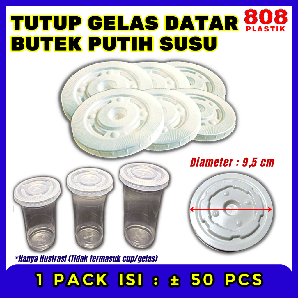 Jual Tutup Cup Datar Putih Susu Butek Tutup Gelas Plastik Cup Pop Ice ...