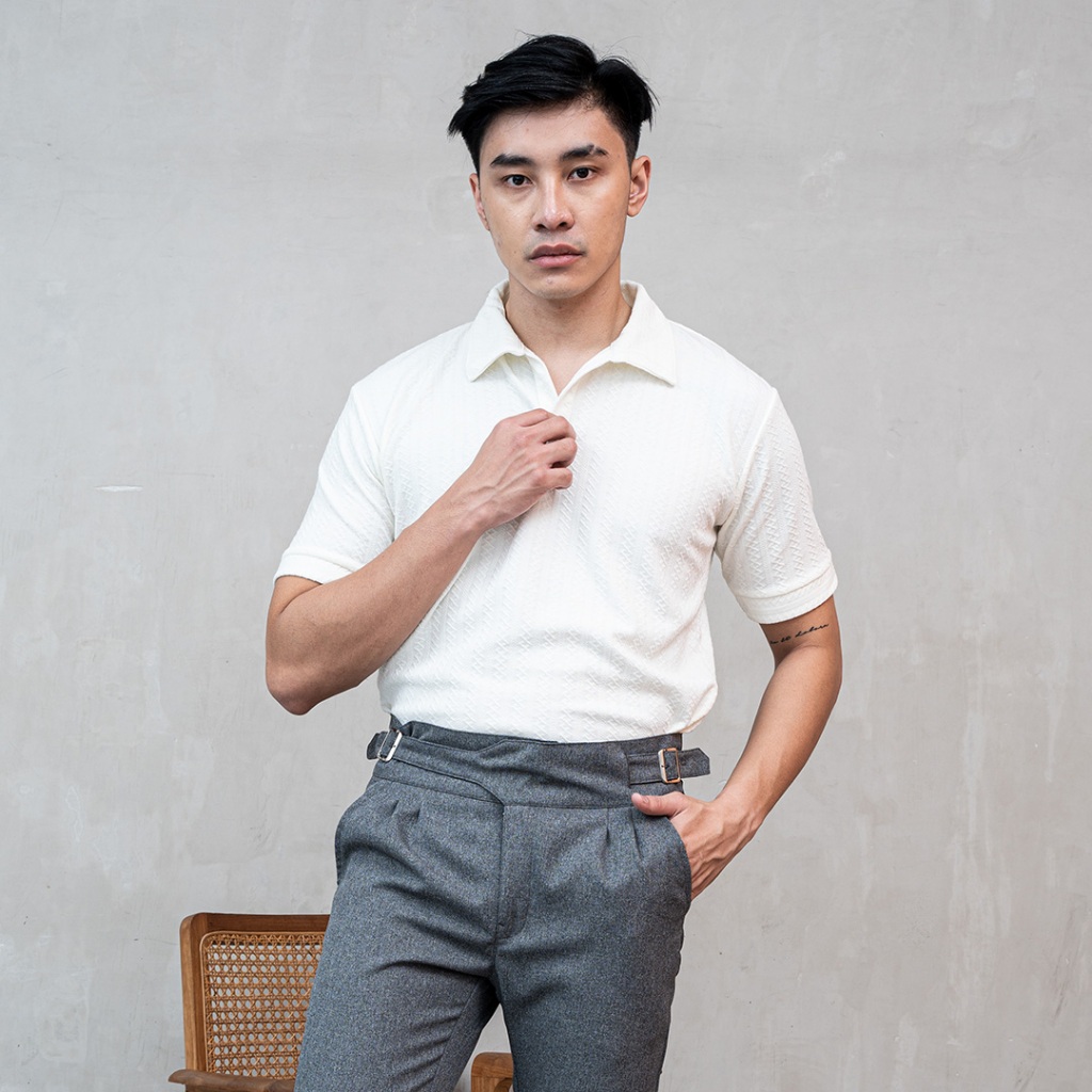 Jual Houseofcuff Polo Shirt Rajut Stretch Lengan Pendek Pria Putih ...