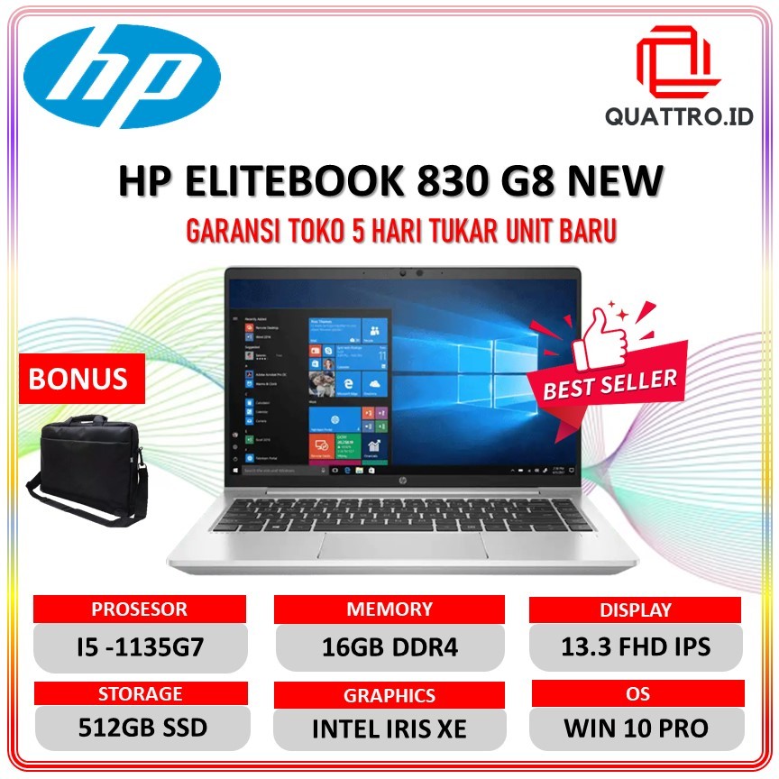 Jual HP ELITEBOOK 830 G8 CORE I5-1135G7 16GB 512SSD WIN10 PRO 13.3FHD | Shopee Indonesia