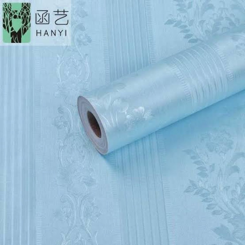 Jual POLOS BIRU EMBOS Wallpaper sticker dinding motif polos biru garis ...