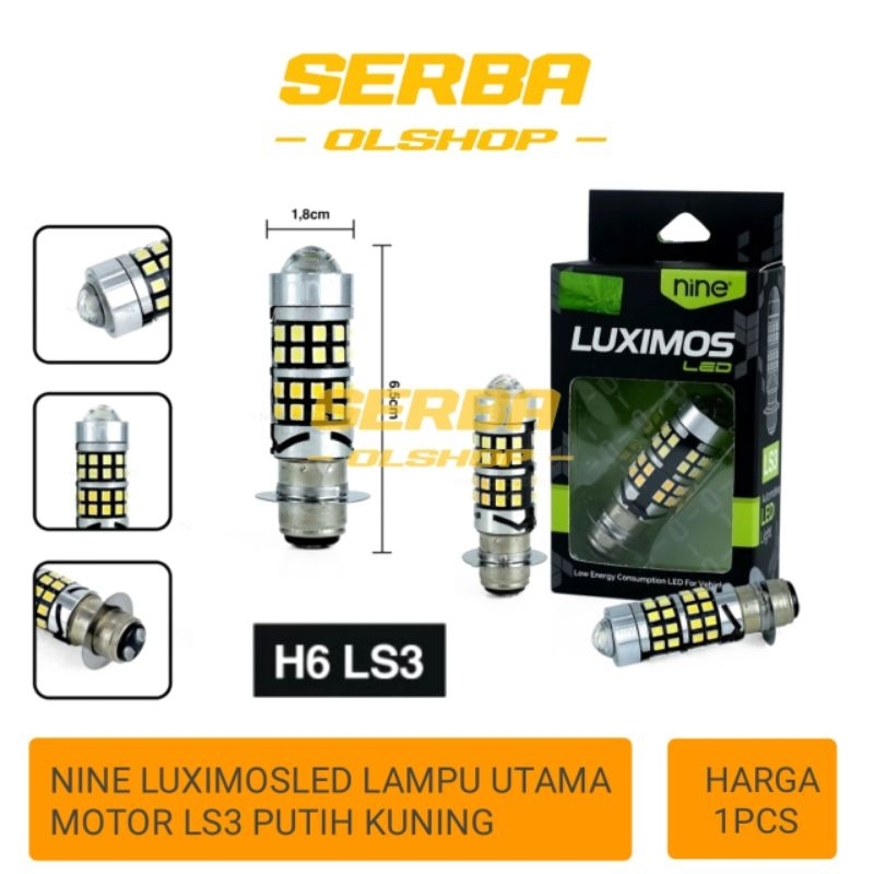 Jual NINE LUXIMOS LAMPU LED DEPAN MOTOR H6 LS2 LS3 LASER HI LOW AC DC DOUBLE COLOR WHITE YELLOW ...