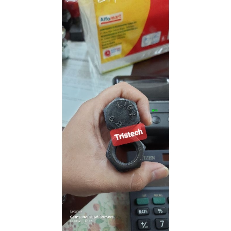 Jual baut mur baja m20x50 kunci 30 hex bolt m20 x 50 baja 8.8 htb high ...