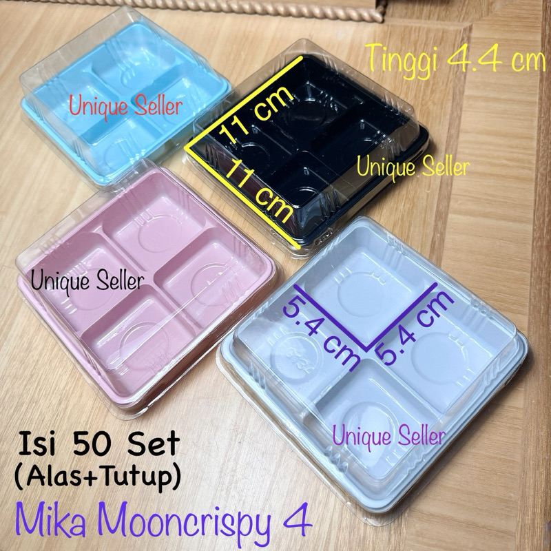 Jual [Isi 25] Mika Kue Mochi Mooncake Mooncrispy Sekat 4 Pink Biru ...
