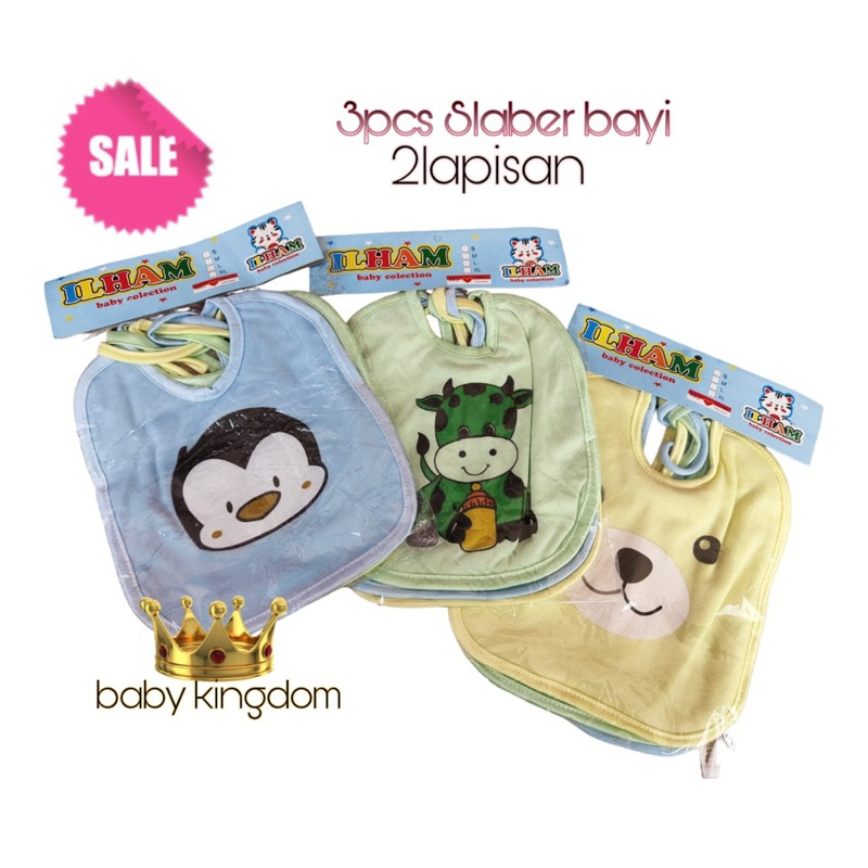 Jual (3PCS) SLABER bayi/Celemek makan bayi/tatakan liur bayi ILHAM BABY ...