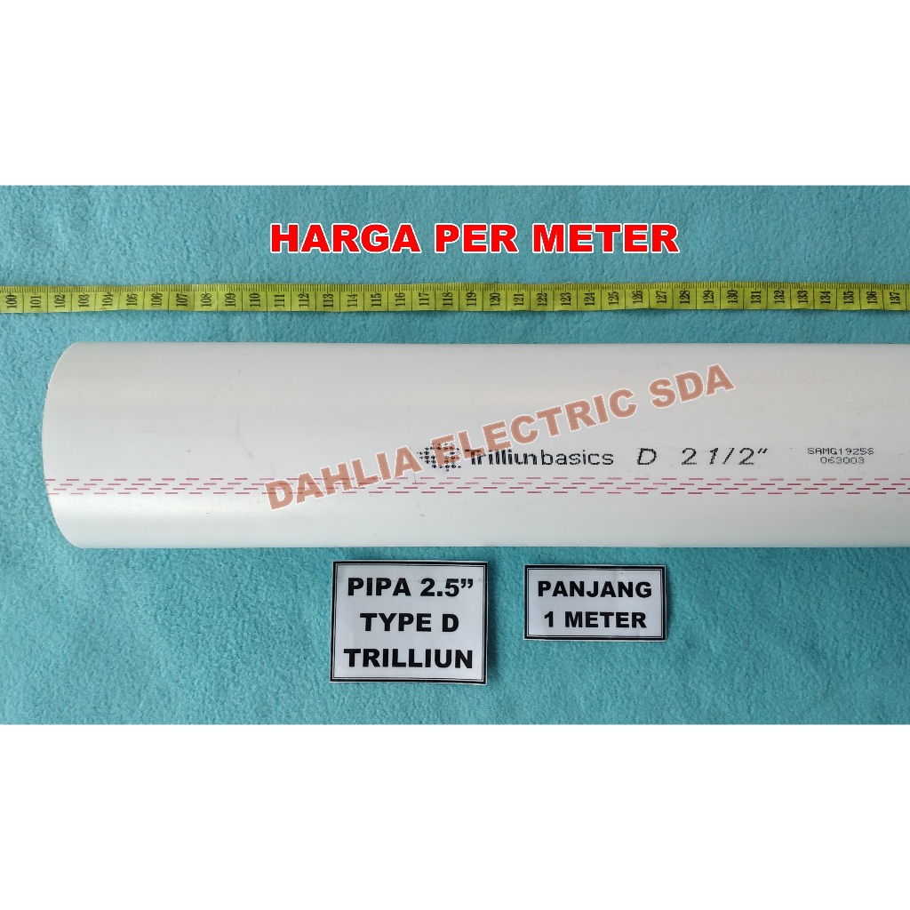 Jual PIPA PVC 2 1/2 INCH TYPE D TRILLIUN PUTIH 1 METER | Shopee Indonesia
