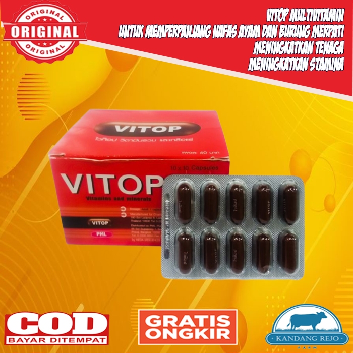 Jual VITOP ORIGINAL Vitamin Penambah Tenaga Ayam Burung Merpati Vitop Multivitamin Nafas Ayam ...