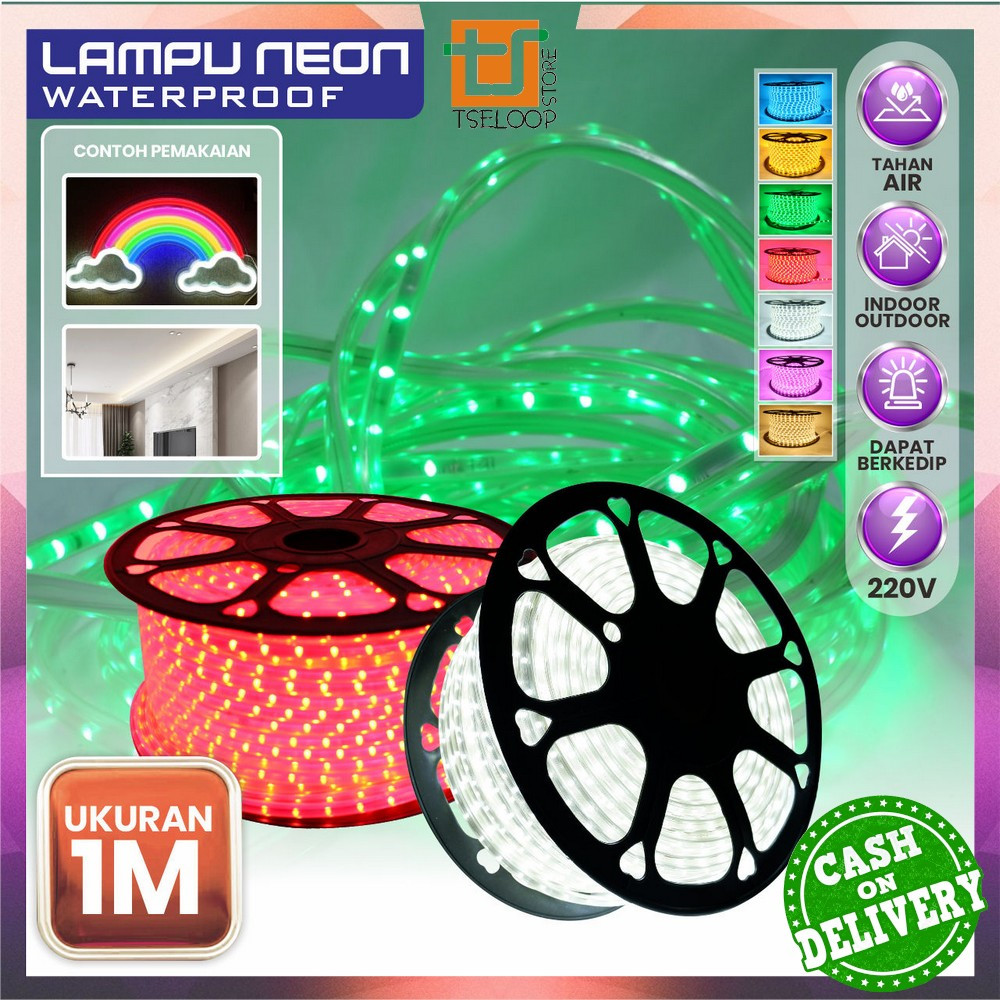 Jual OFM-C883 Lampu LED Strip Selang 5050 UK 1M 220V Warna Warni Hiasan ...