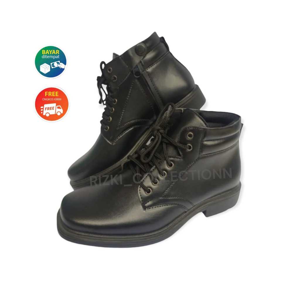 Jual Sepatu PDH Tali Resleting Jatah Terbaru Hitam Dop & Hitam Kilap ...