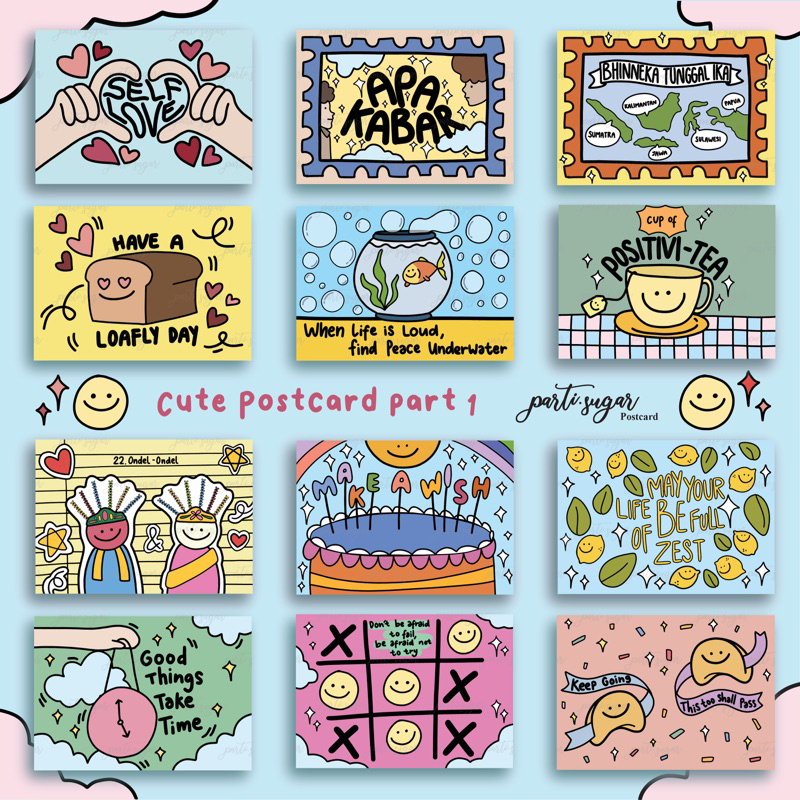 Jual Postcard / Kartu Pos cute illustration Part 1 | Shopee Indonesia