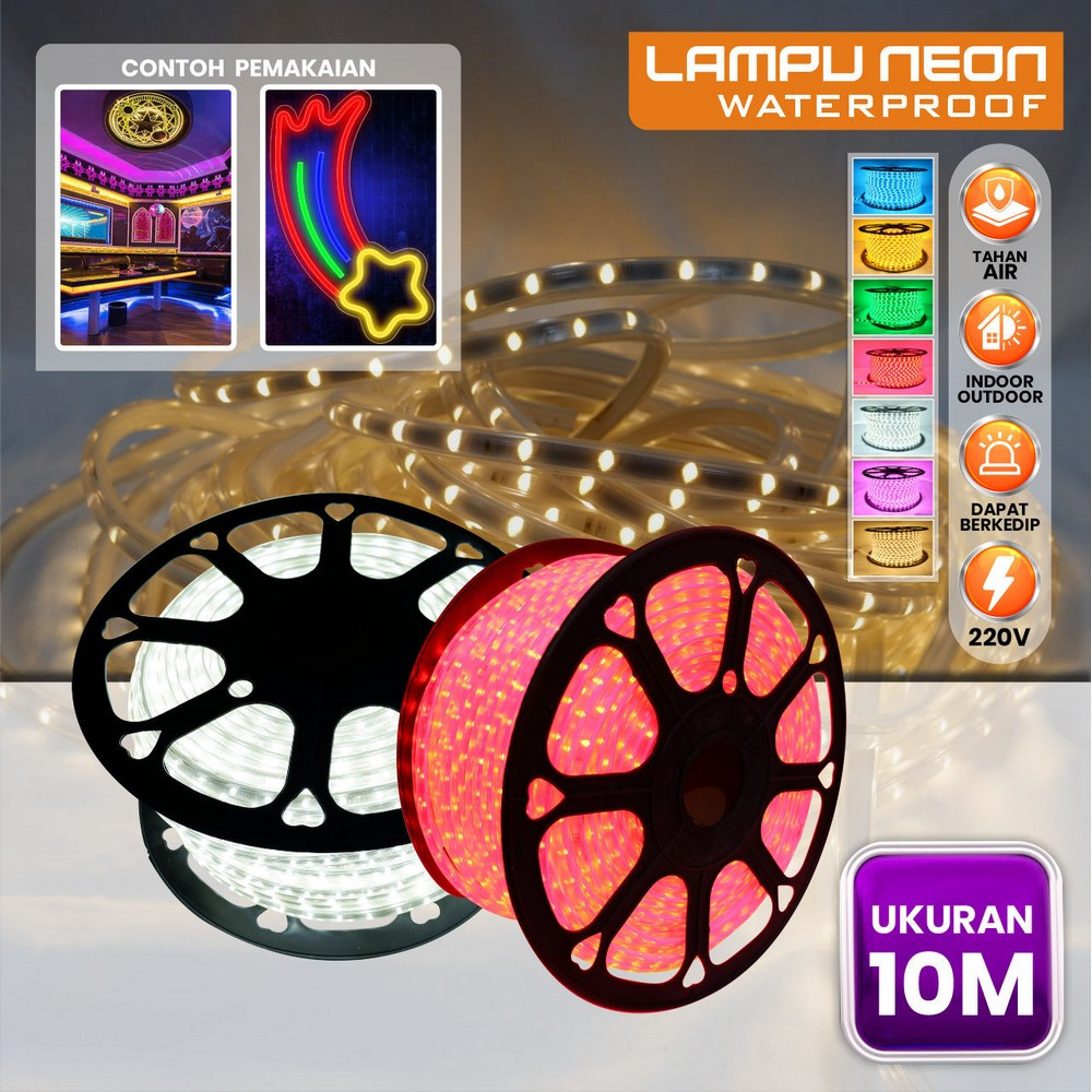 Jual Lampu LED Strip Selang 5050 UK 10M 220V Fleksibel Waterproof ...