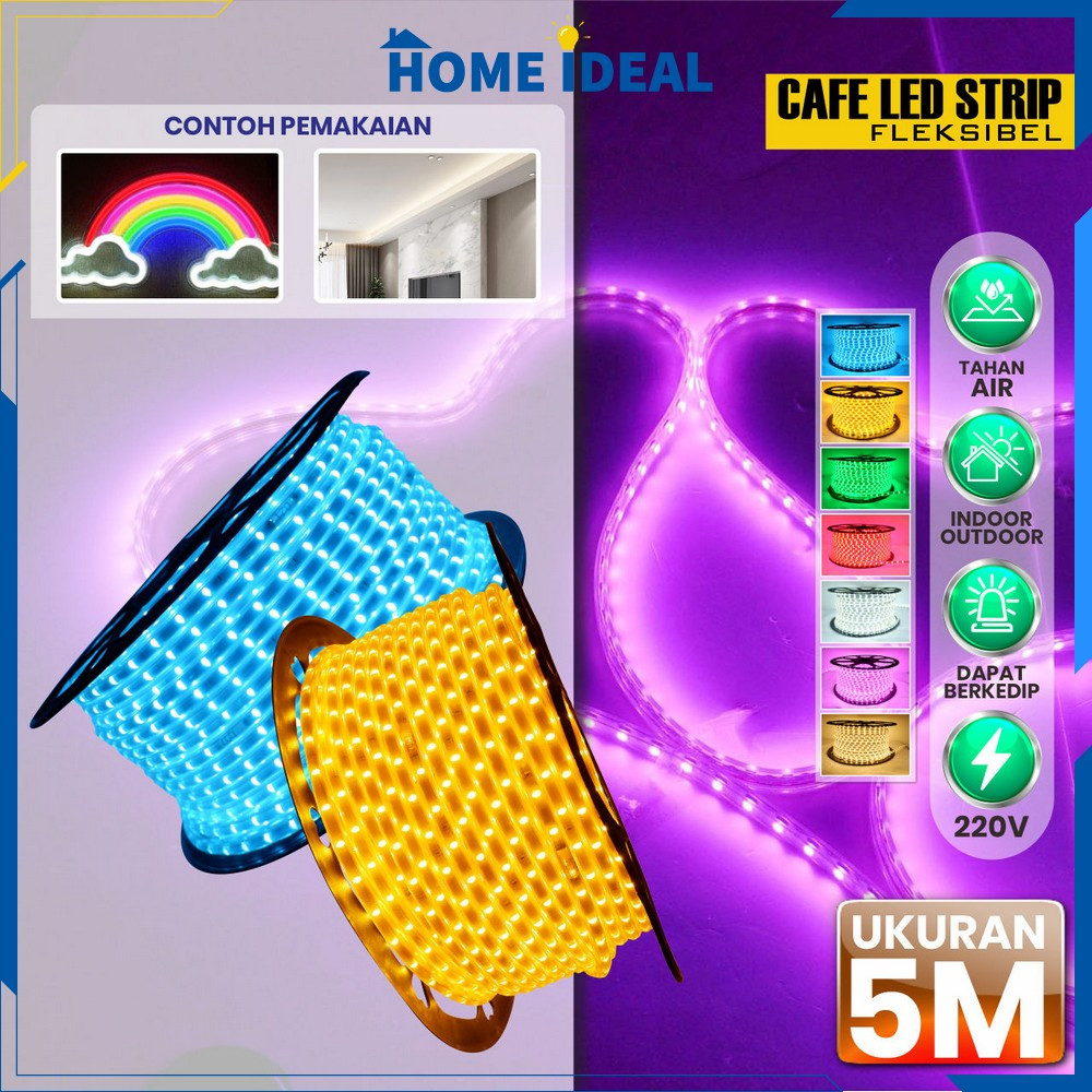 Jual Lampu LED Strip Selang 5050 UK 5M 220V Warna Warni Waterproof ...