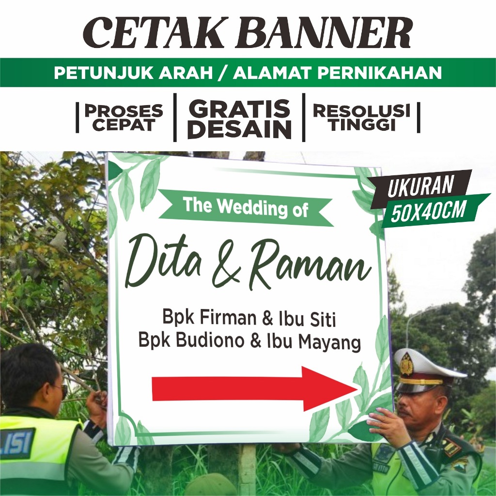Jual Banner petunjuk arah pernikahan / banner pernikahan / spanduk petunjuk arah hajatan / Event ...