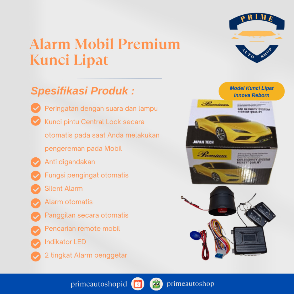 Jual Alarm Mobil Premium Kunci Lipat / Alarm Model Kunci Innova Reborn ...