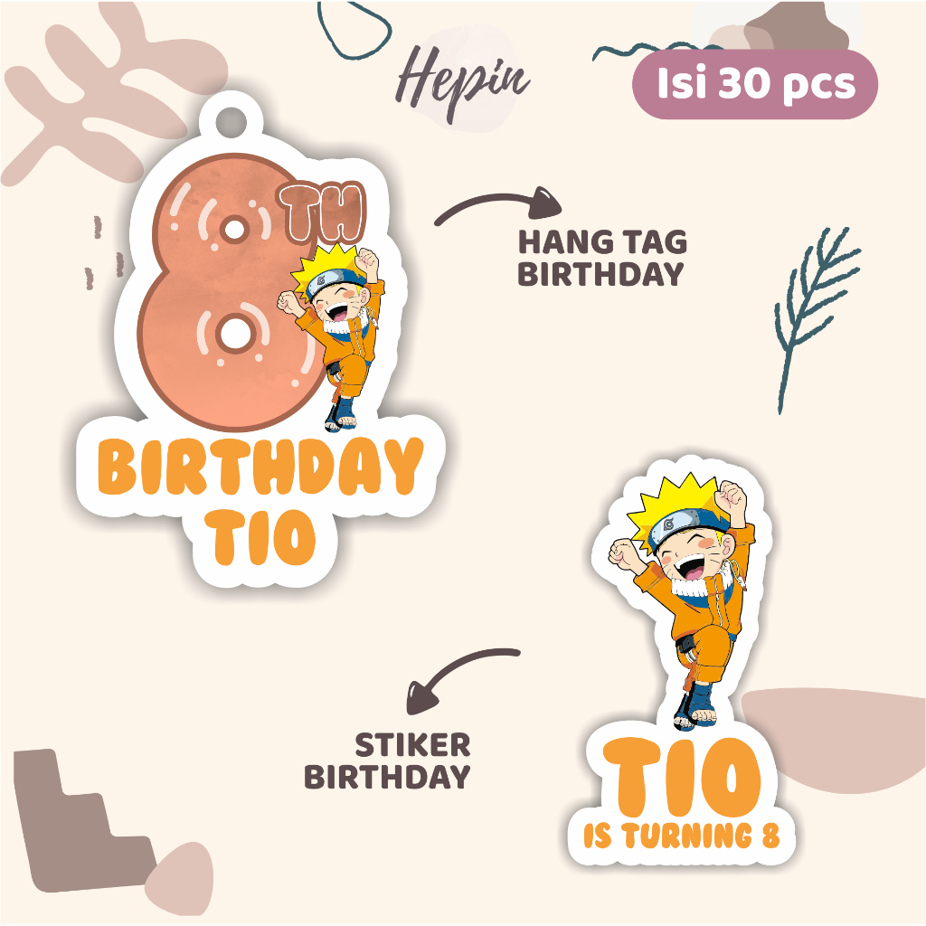 Jual (30pcs) diecut Hang tag & stiker ulang tahun anime NARUTO/label ...
