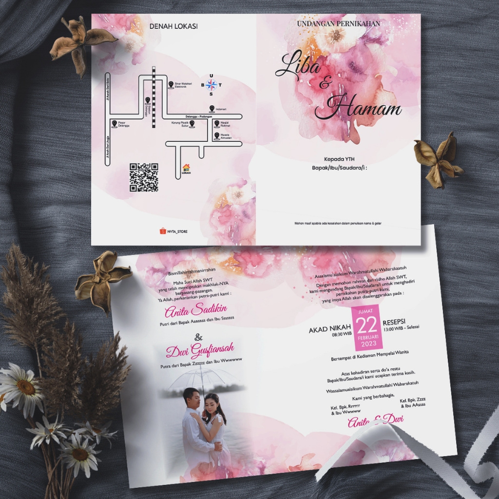 Jual Undangan Pernikahan Elegan Warna Pink D30 | Shopee Indonesia
