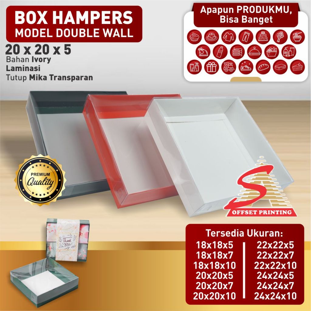 Jual 20 x 20 x 5 Box Hampers tutup mika/box dus kemasan Pudding/Spiku ...