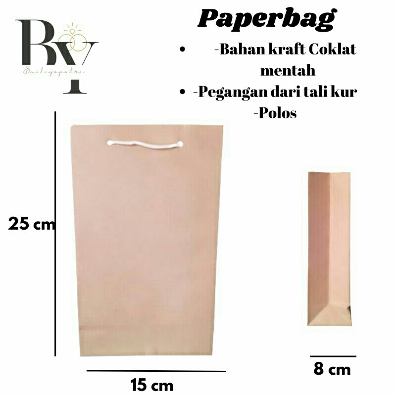 Jual paper bag15x8x25, paper bag polos,paper bag coklat,goodiebag ...