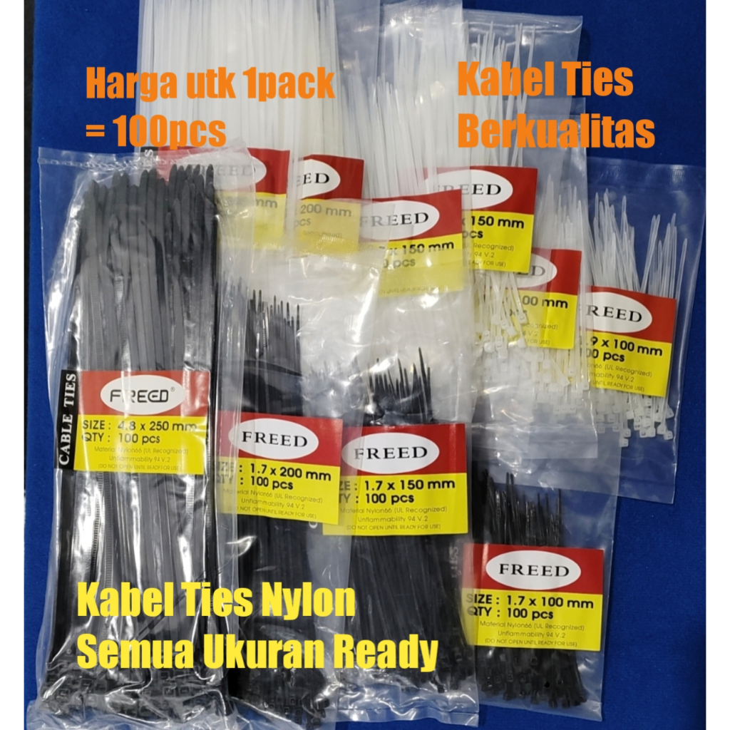 Jual Kabel Ties Hitam/Putih Ukuran 4.8mm x 200mm (20cm) 1 Pack Isi 100 Pcs | Shopee Indonesia