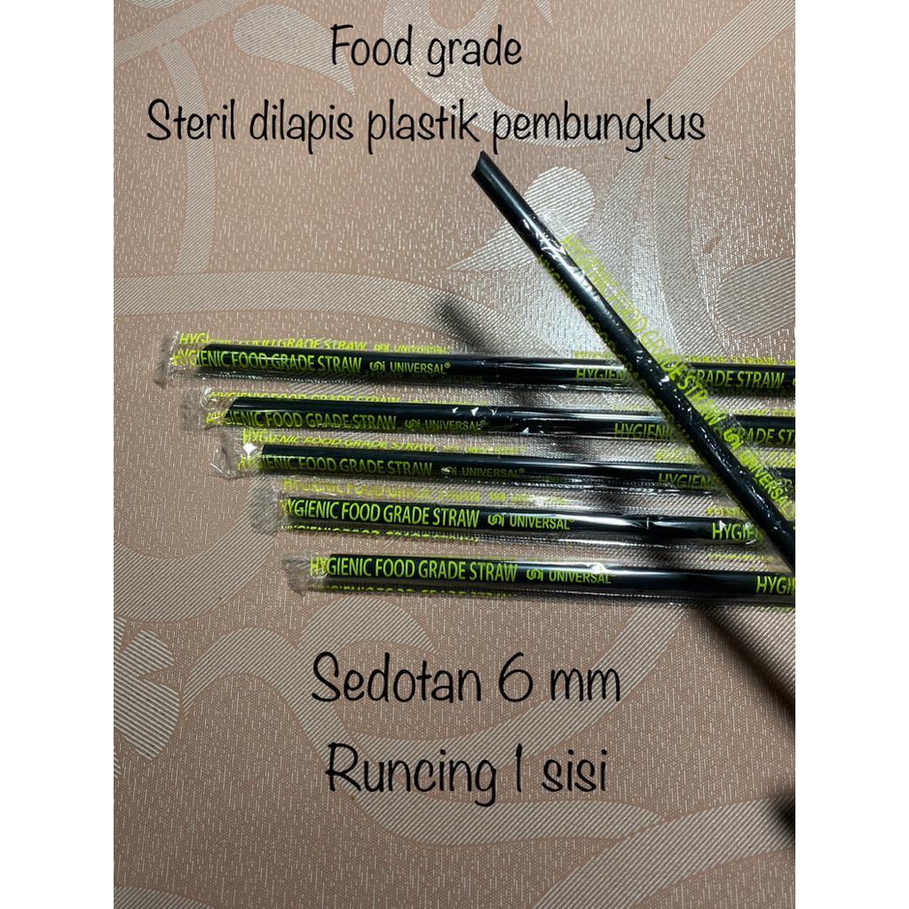 Jual sedotan plastik hitam steril hygienis food grade universal 6mm 1 ...