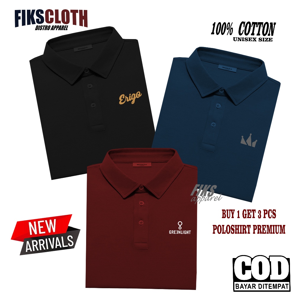 Jual (PAY 1 GET 3) Baju Kaos Polo Pria Lengan Pendek / Baju Kaos ...